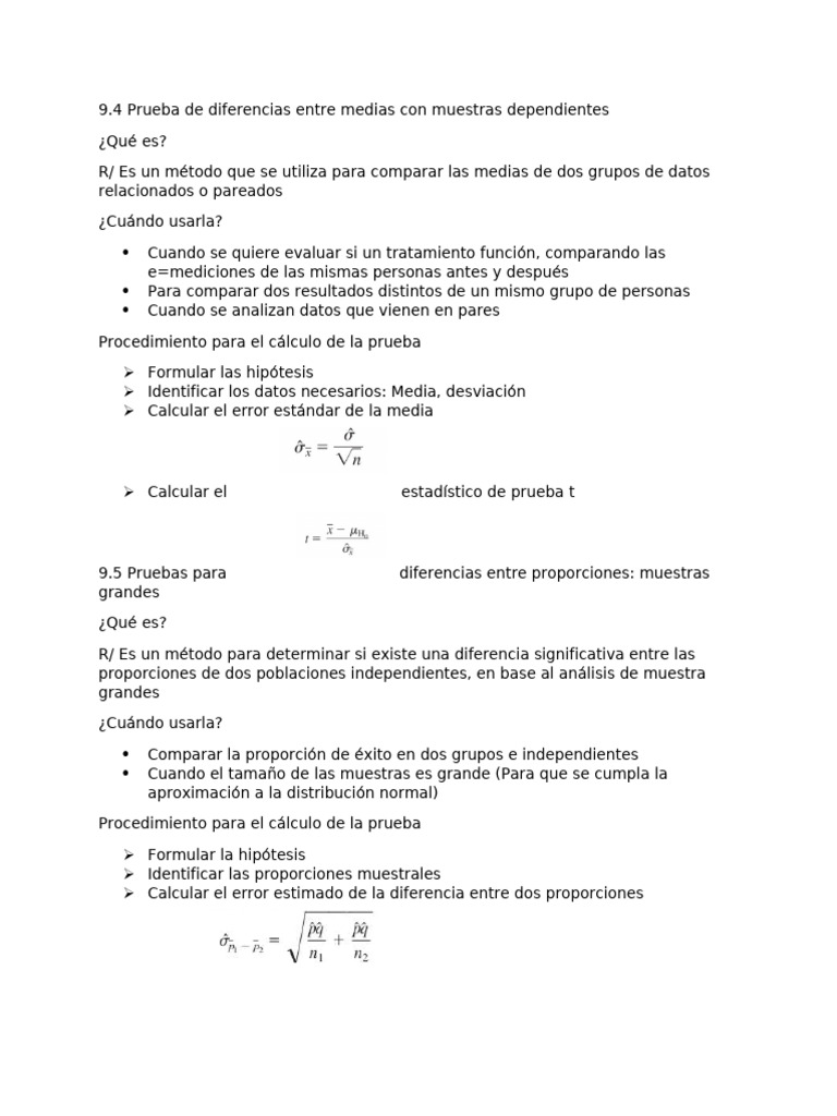 Pruebas de diferencias entre medias y proporciones | PDF