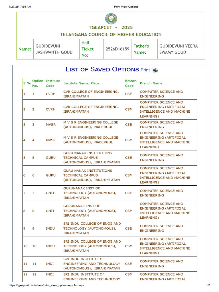 25 Eamcet 2ND Phase - Jashwanth Goud | PDF | Computer Science | Computing
