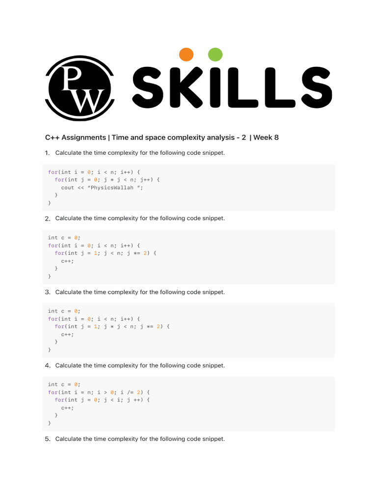 Time and Space Analysis Assignment 02 DECODE DSA With C 2-0-651 | PDF