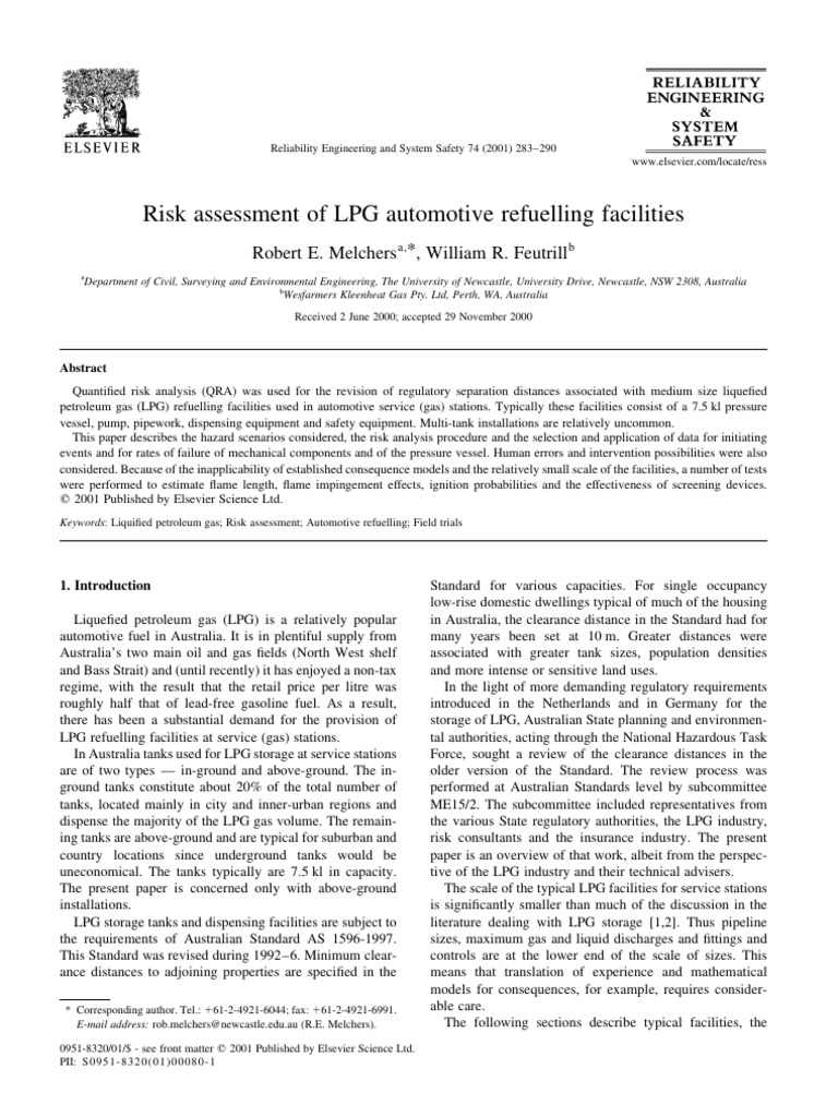 Risk Assessment of LPG Automotive Refuelling Facilities | PDF ...