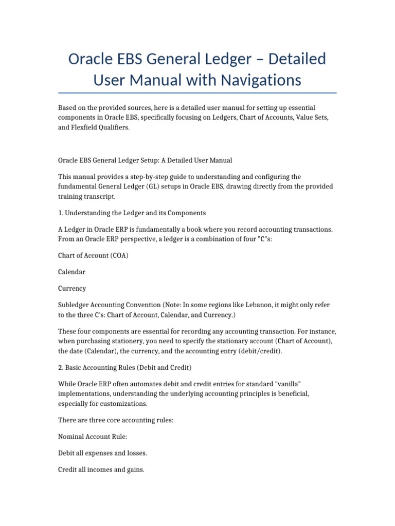 Oracle EBS Detailed Manual With Navigations | PDF | Debits And Credits ...