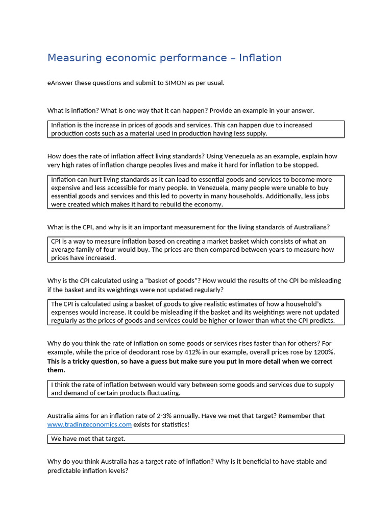 Intro To Inflation Question Part 1 | PDF | Inflation | Consumer Price Index