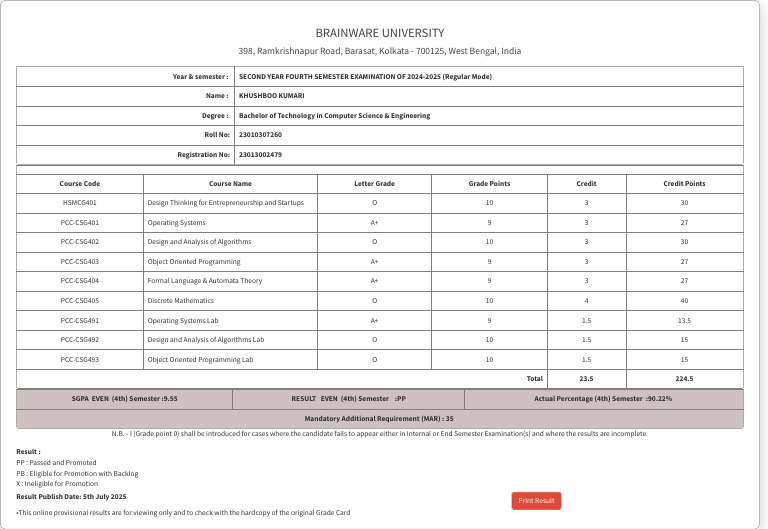 Brainware University Result | PDF | Theoretical Computer Science | Mathematics