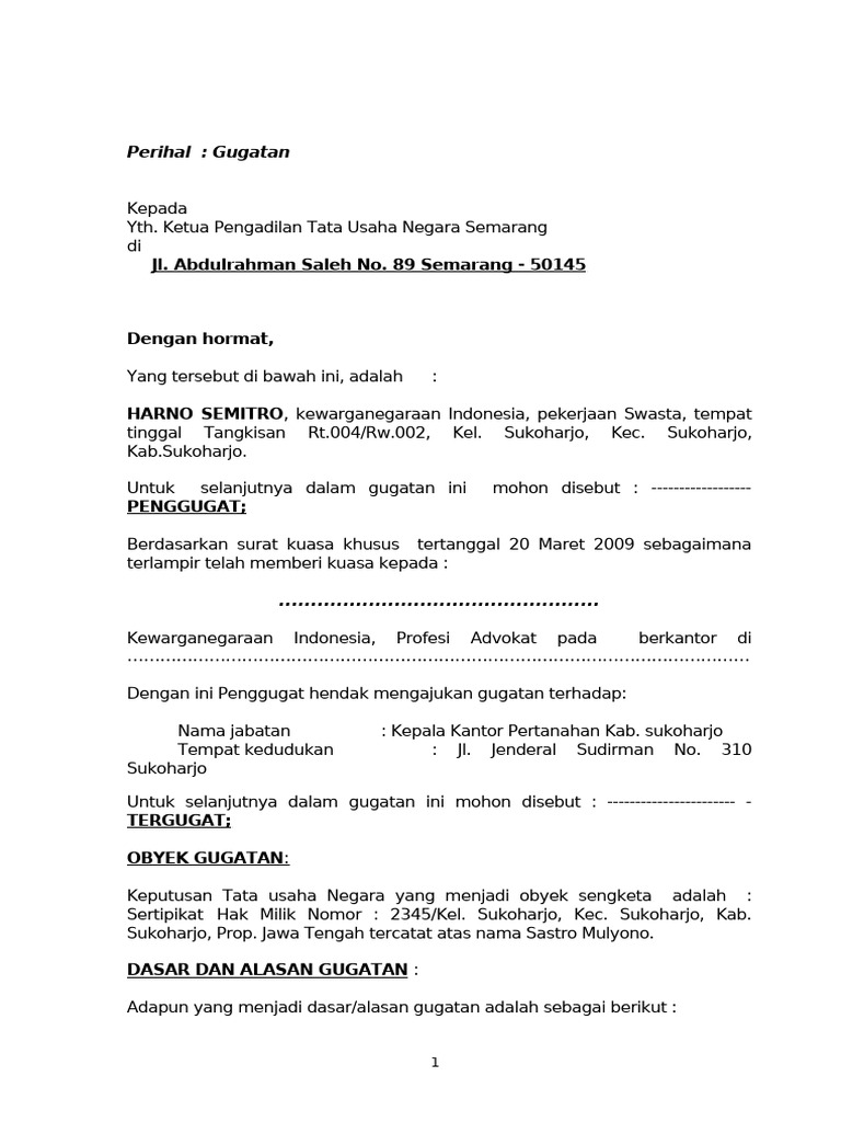 contoh-gugatan-tun | PDF