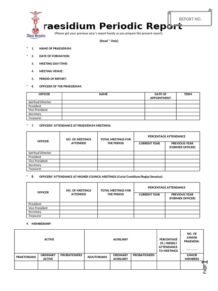 Praesidium Periodic Report Template | PDF | Catholic Church | Sacraments
