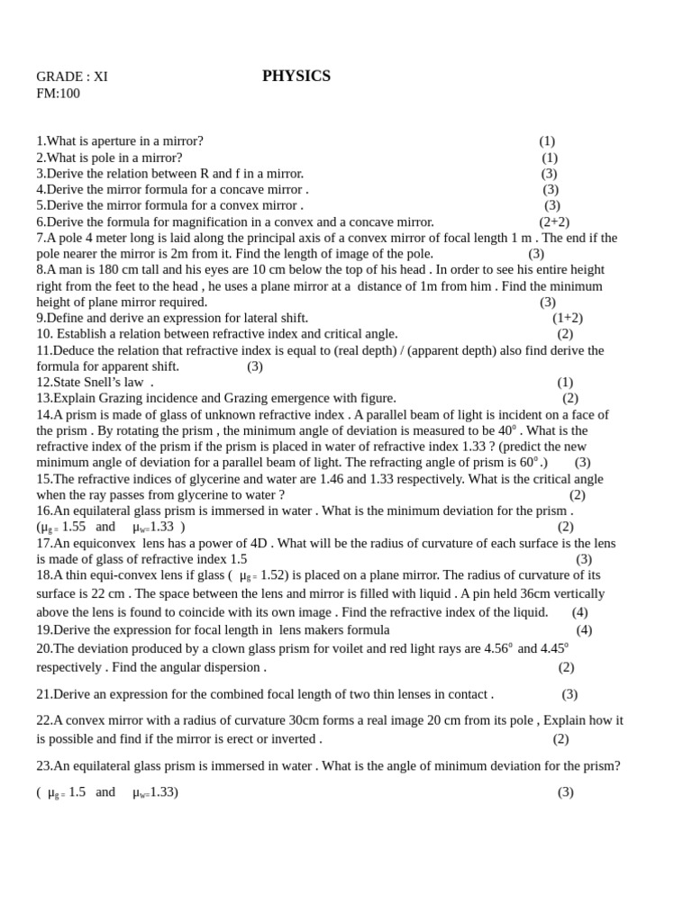 Physics Optics | PDF | Mirror | Optics