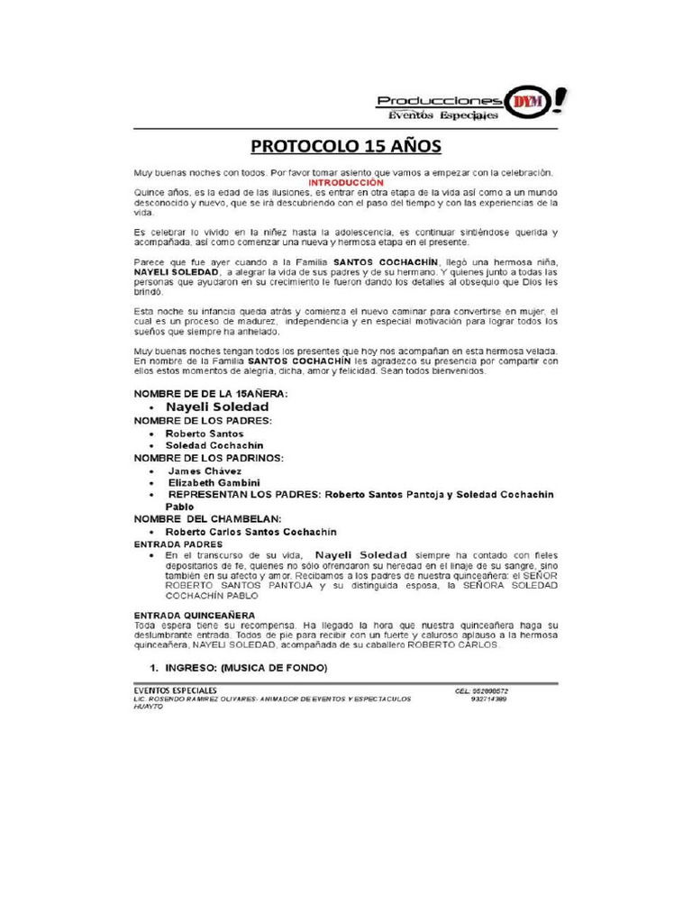 15 Años Protocolo Nayeli | PDF