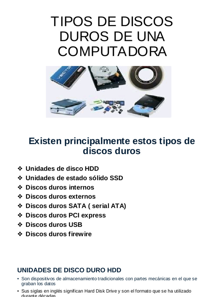 Tipos de Discos Duros y Conexiones | PDF | Disco duro | Unidad de ...