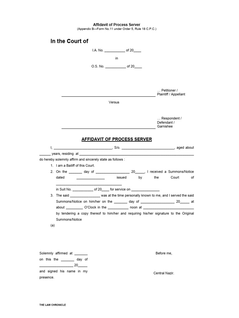 Process Server Affidavit Template | PDF