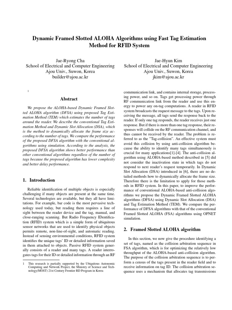 Dfs Aloha Algorithms-Rfid | PDF | Radio Frequency Identification | Computing