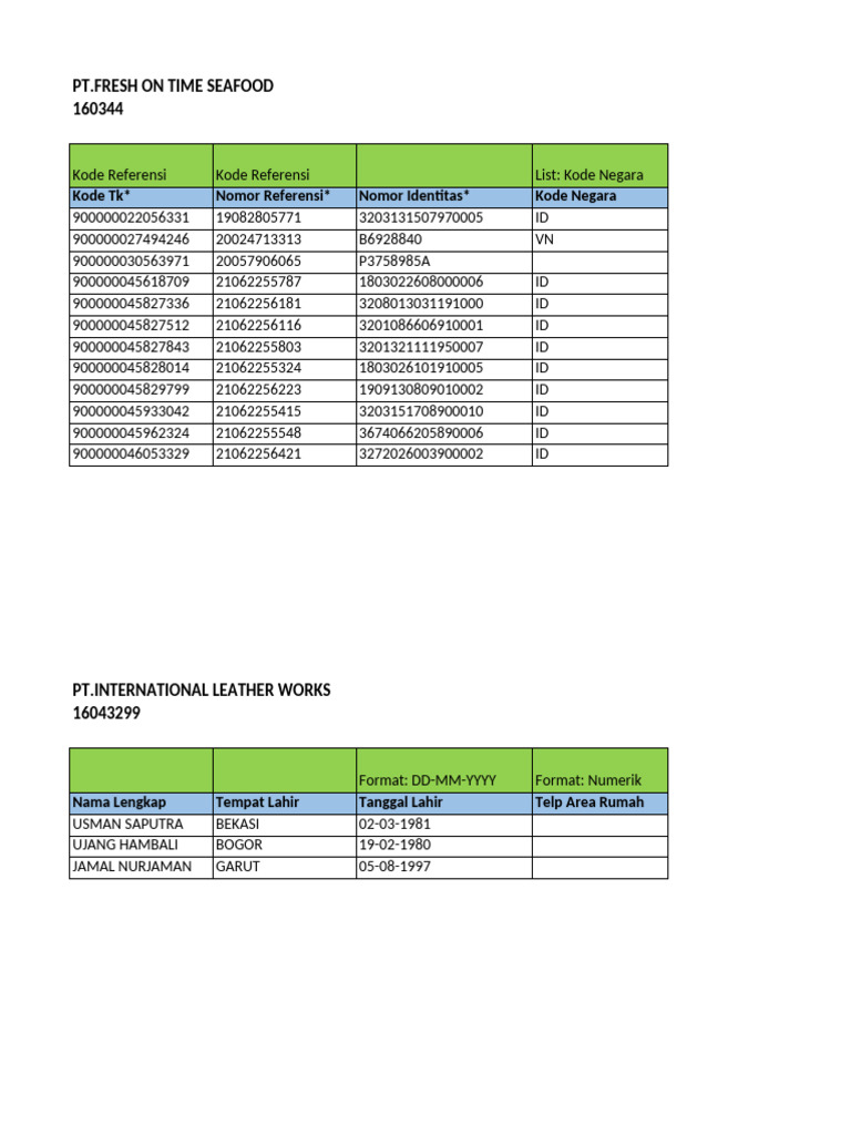 Data Identitas PT International Leather | PDF