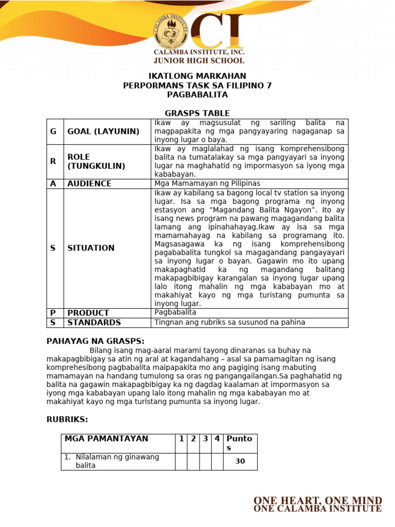 Performance Task Grasps 1st f7 | PDF