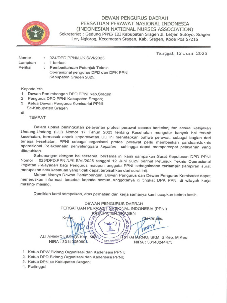 Juknis DPD Ppni Tahun 2025 Fix | PDF