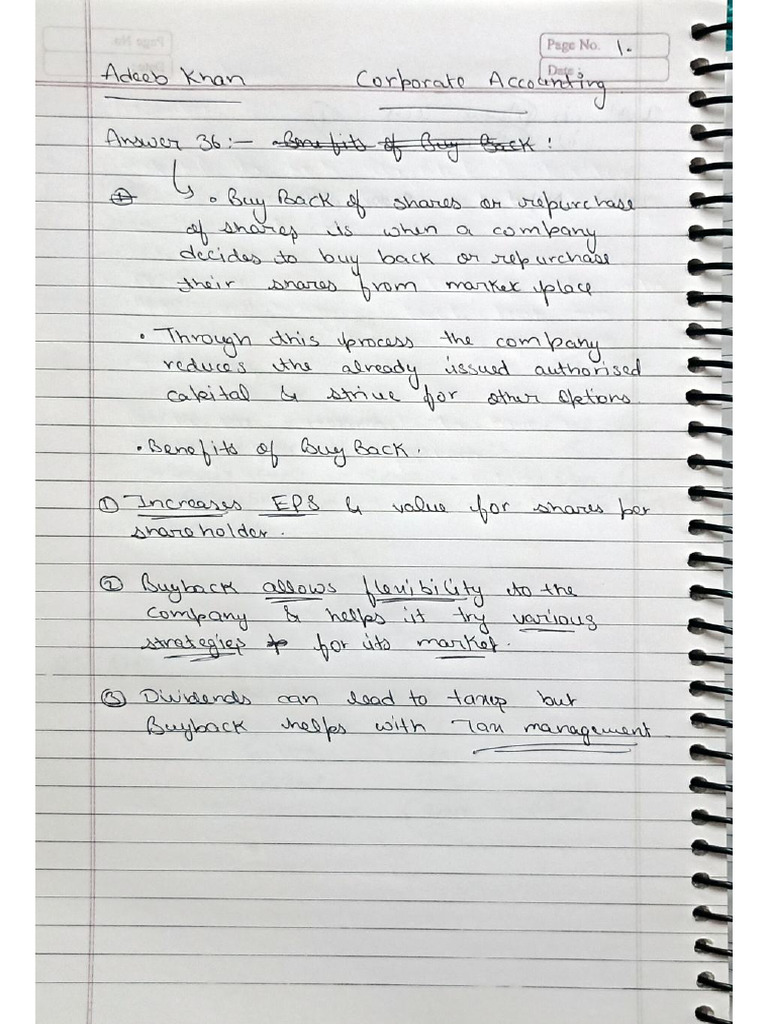 Adeeb Khan Bcom Answers For Corporate Accounting | PDF