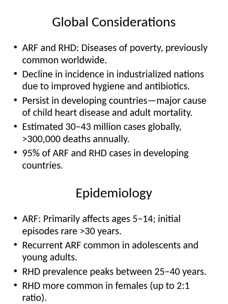 ARF and RHD: Global Epidemiology and Management | PDF | Human Leukocyte ...