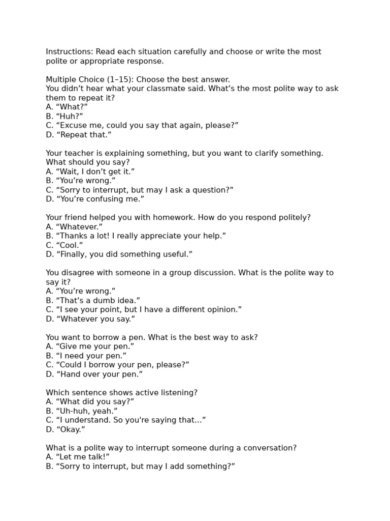 Conversationstrategyquiz | PDF