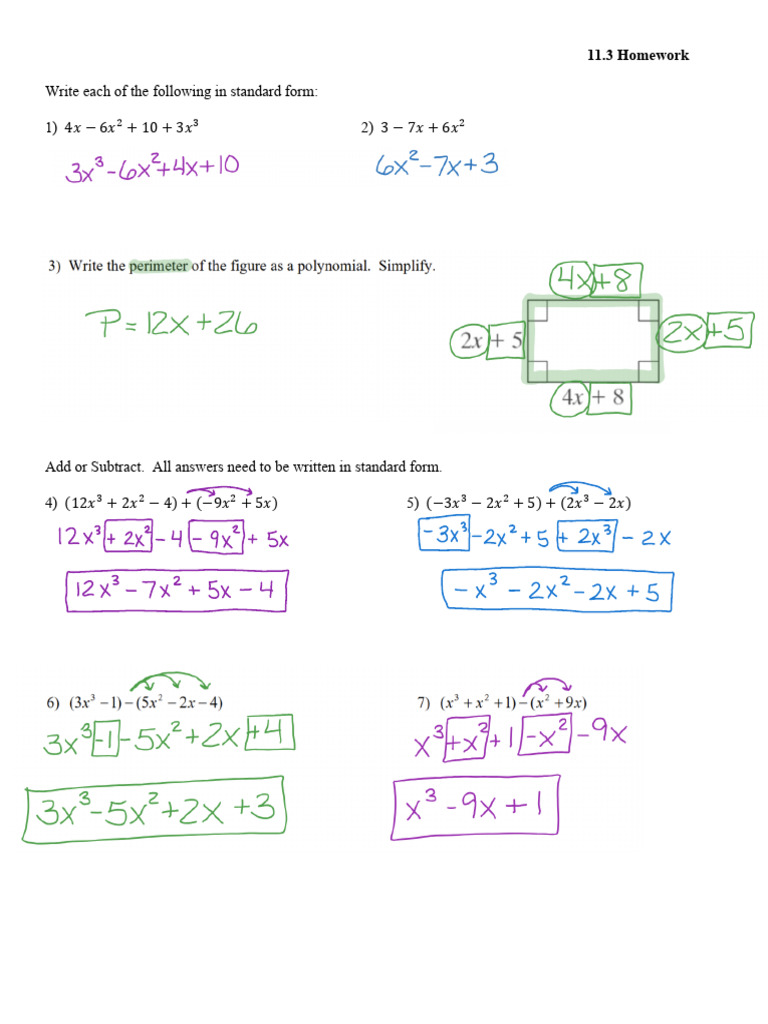 Standard Form Polynomial Homework | PDF