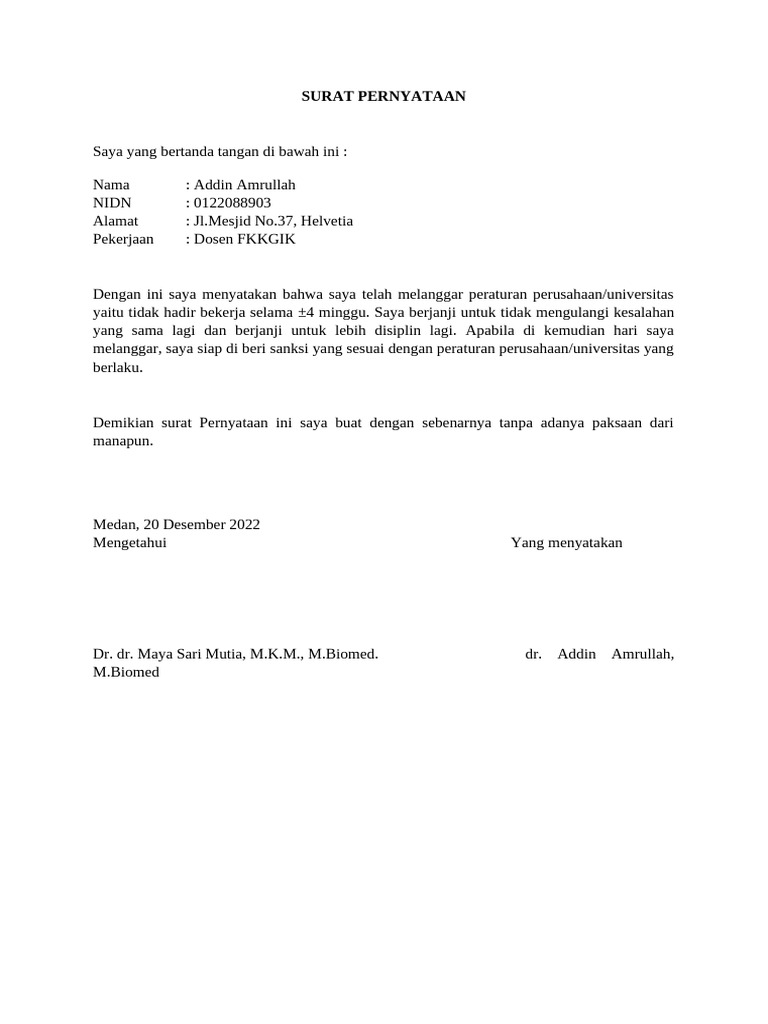 Surat Pernyataan | PDF