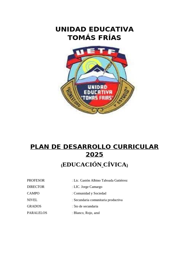 PDC 1 Civica 5to El Estado y Nociones de Derecho Autonomico | PDF | Bolivia | Plan de estudios