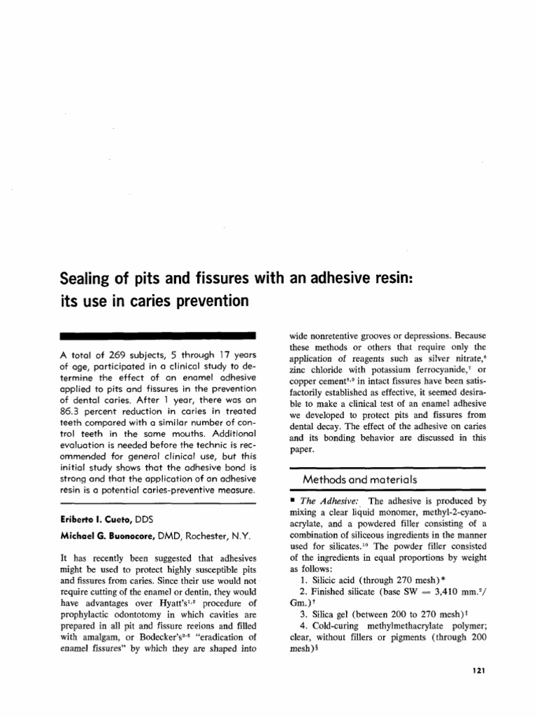 Sealing of Pits and Fissures With an Adhesive Resin | PDF | Tooth ...