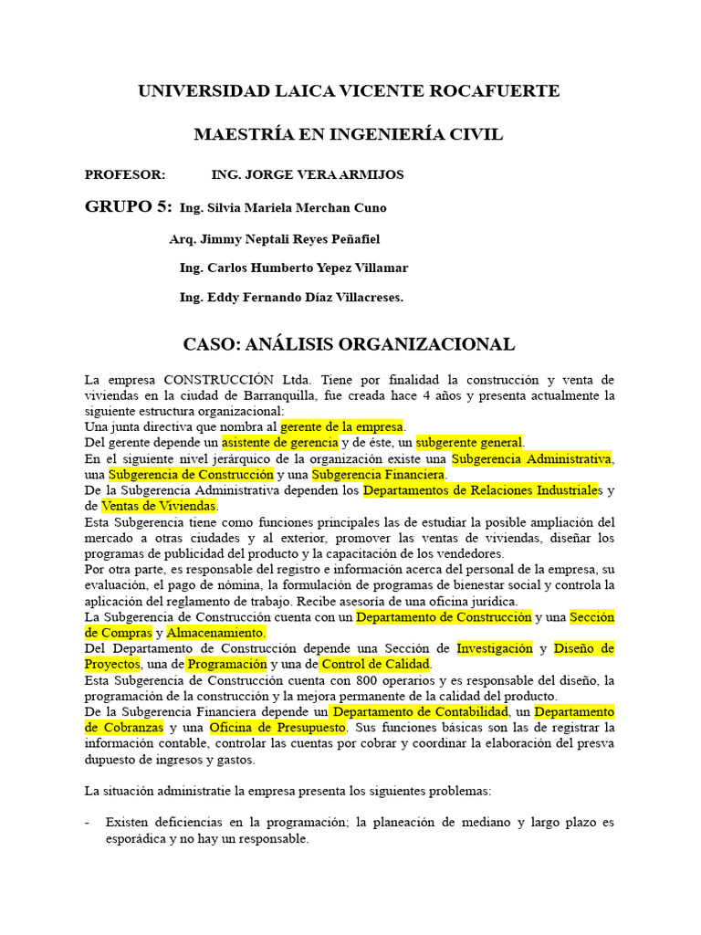 GRUPO 5 Caso Análisis Organizacional | PDF | Business | Economias