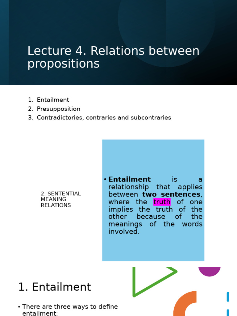 Propositions: Entailment and Contradictions | PDF | Contradiction | Logic
