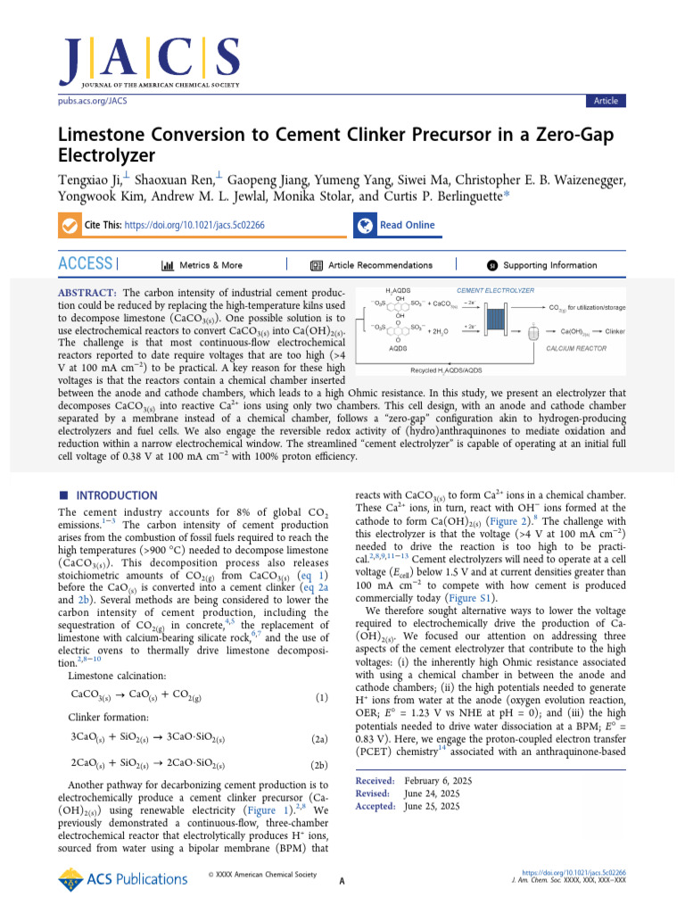 Ji Et Al 2025 Limestone Conversion To Cement Clinker Precursor in A ...