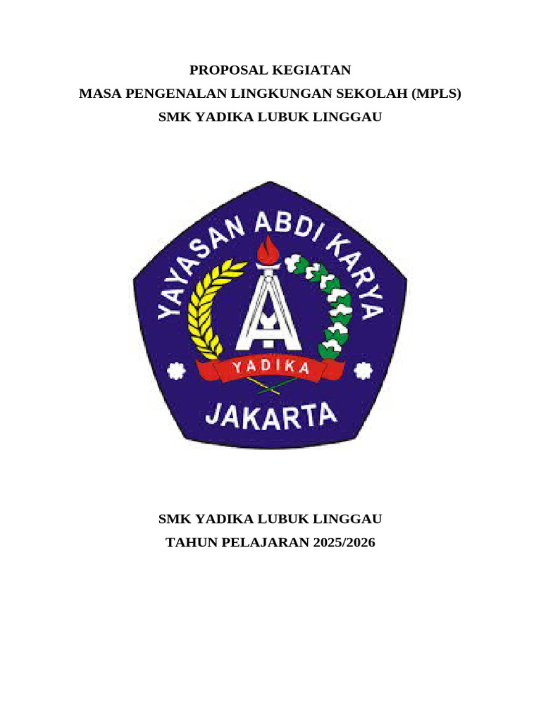 Proposal Kegiatan Mpls SMK Yadika New | PDF
