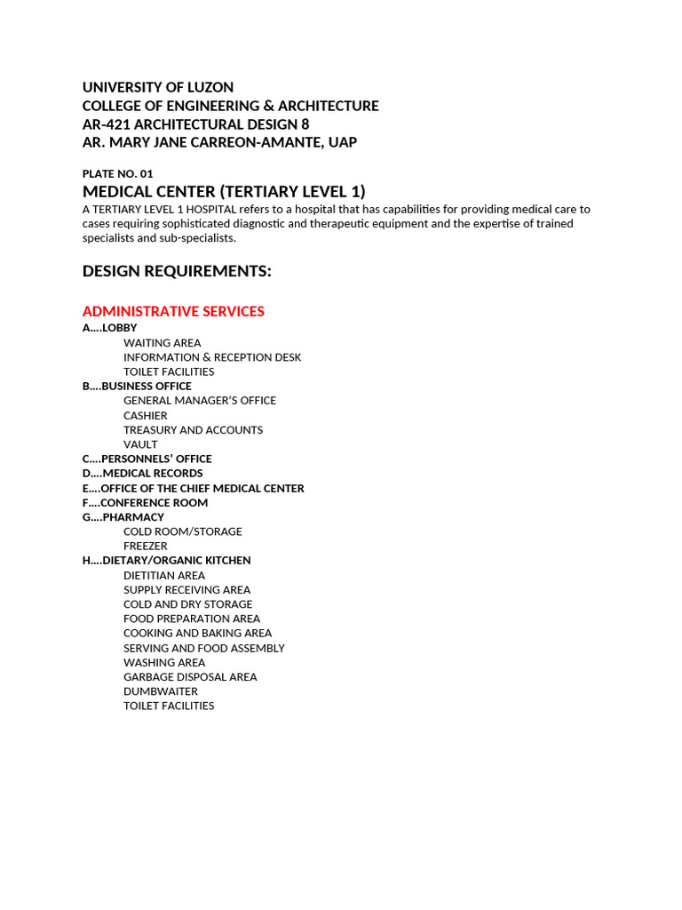 Tertiary Level 1 Hospital Design Plan | PDF | Hospital | Toilet