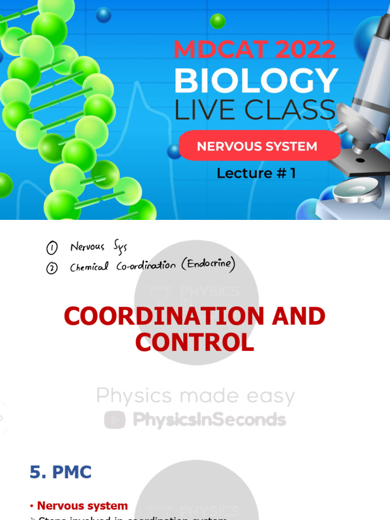 Nervous Coordination MCQs for MDcat | PDF | Central Nervous System ...