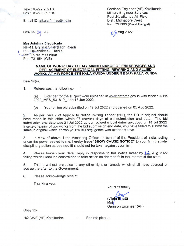 Name of Work-Day To Day Maintenance of E&m Services and Replacement of ...