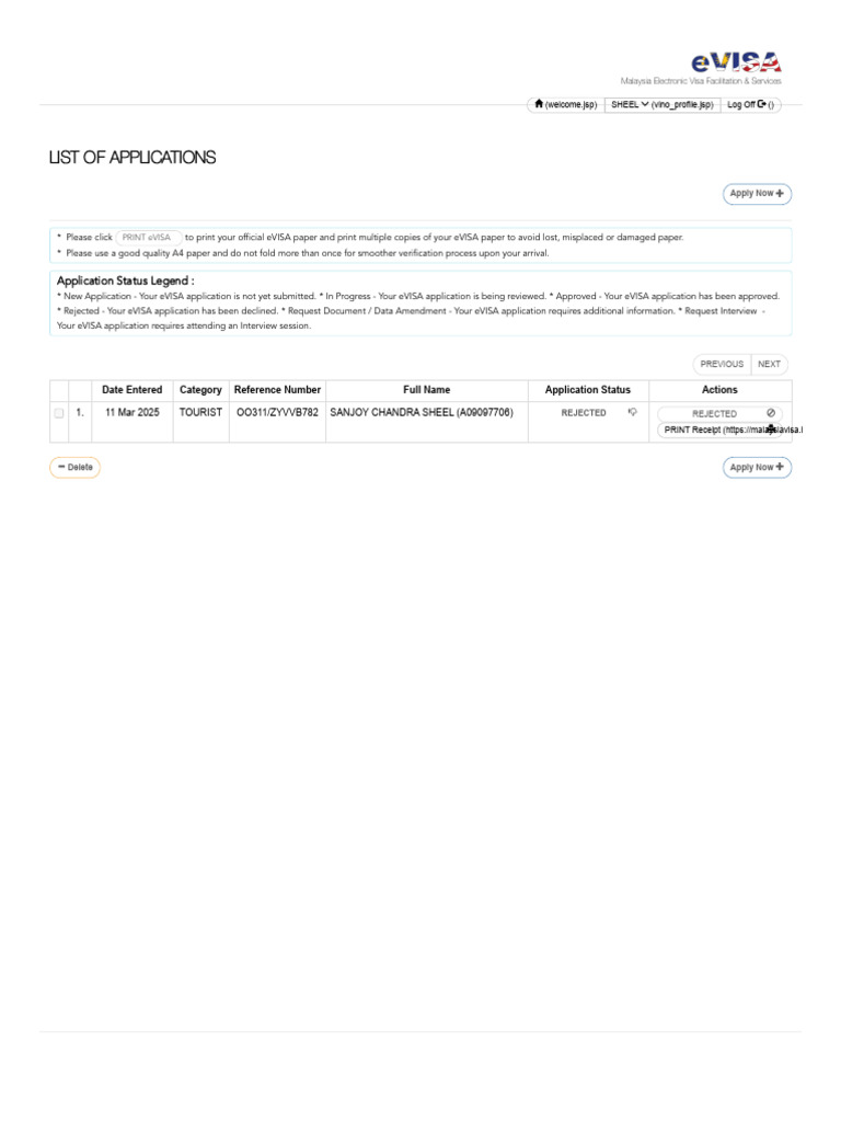 Malaysia Electronic Visa Application | PDF