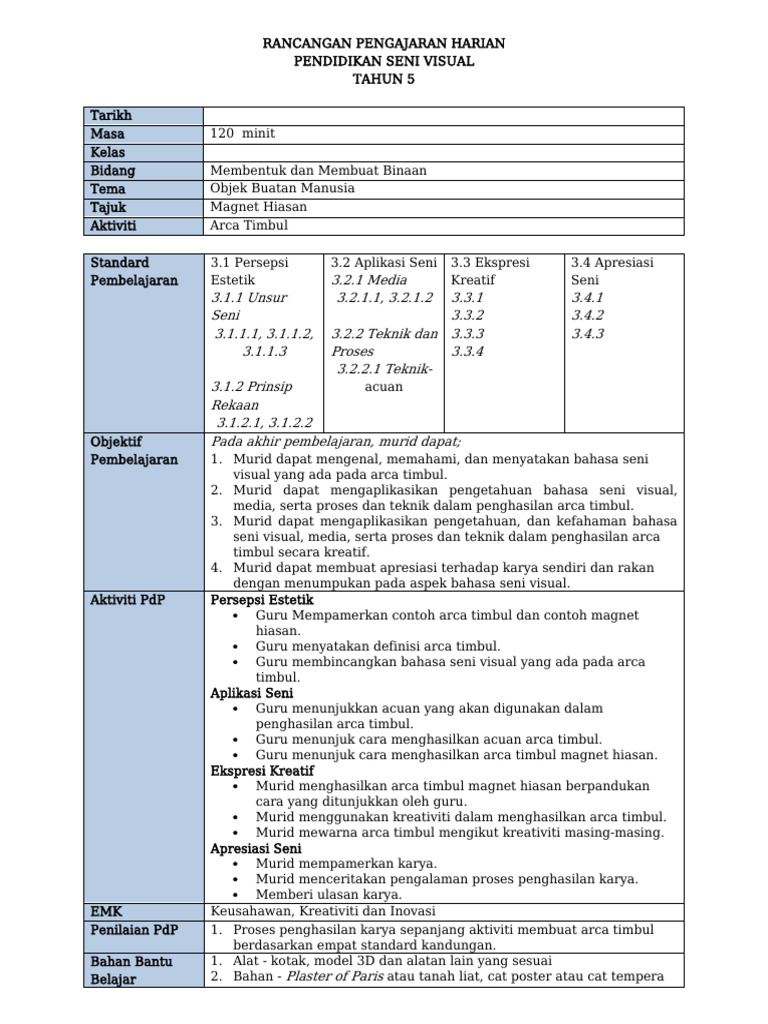 Membentuk Dan Membuat Binaan (Arca Timbul) | PDF