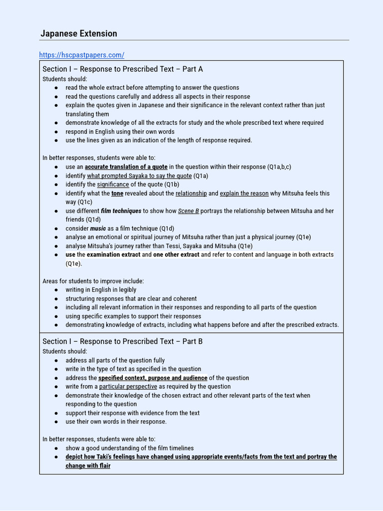 Japanese Extension Scaffold - HSC | PDF | Linguistics | Grammar