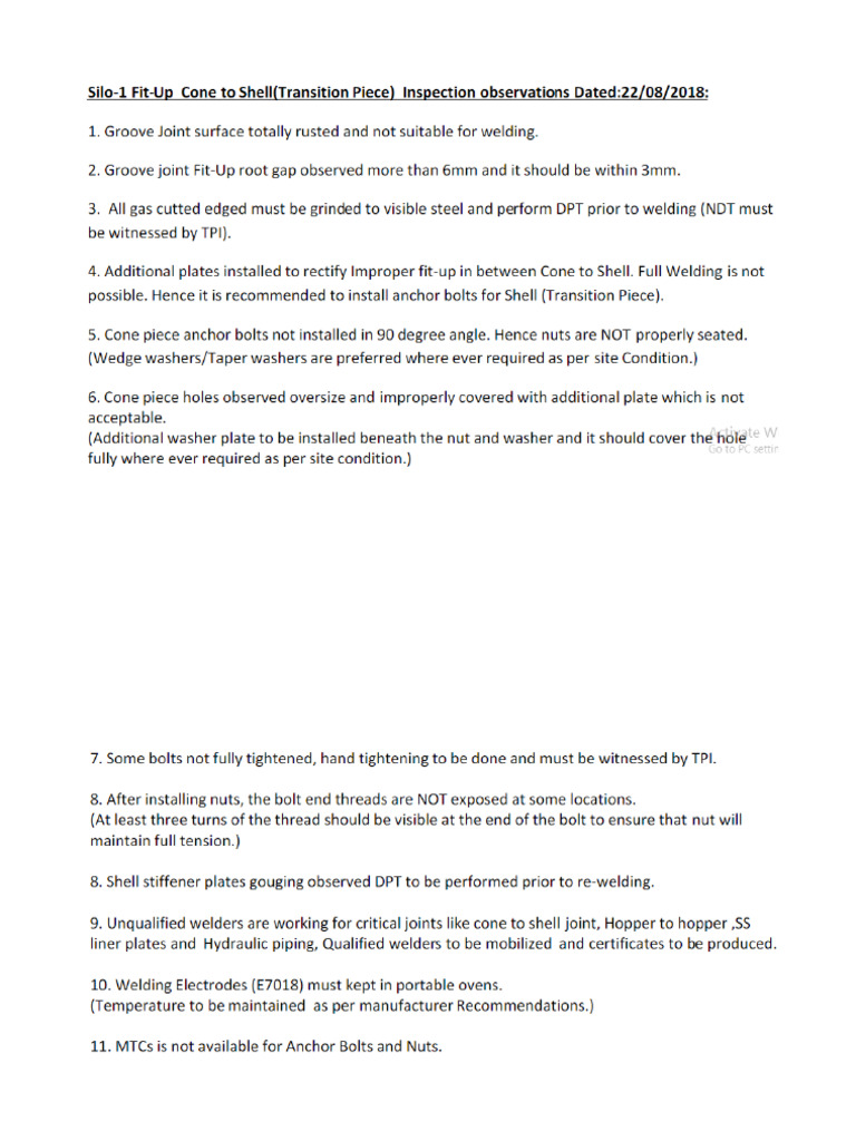Silo Fit Up Method | PDF