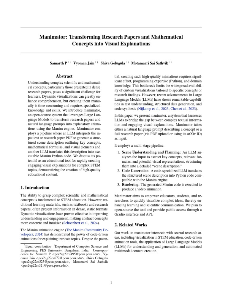 Manimator: Visualizing Research Papers | PDF | Visualization (Graphics ...