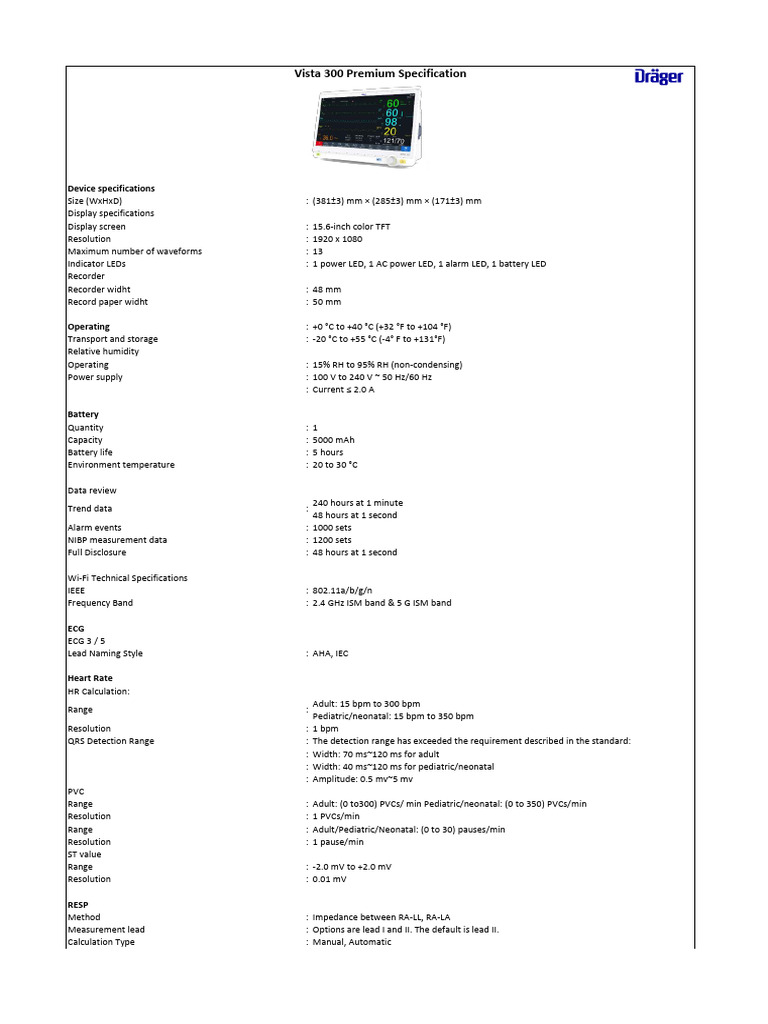 Vista 300 Device Specifications | PDF | Ieee 802.11 | Electronics