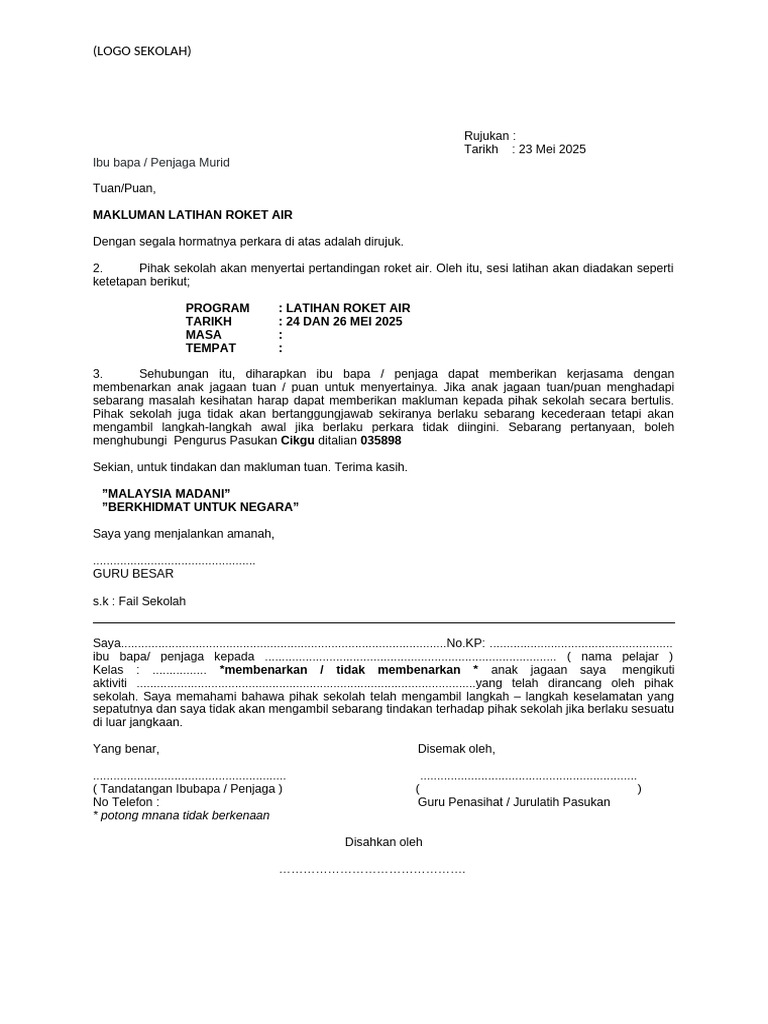 Surat Kebenaran Ibu Bapa EDITED | PDF