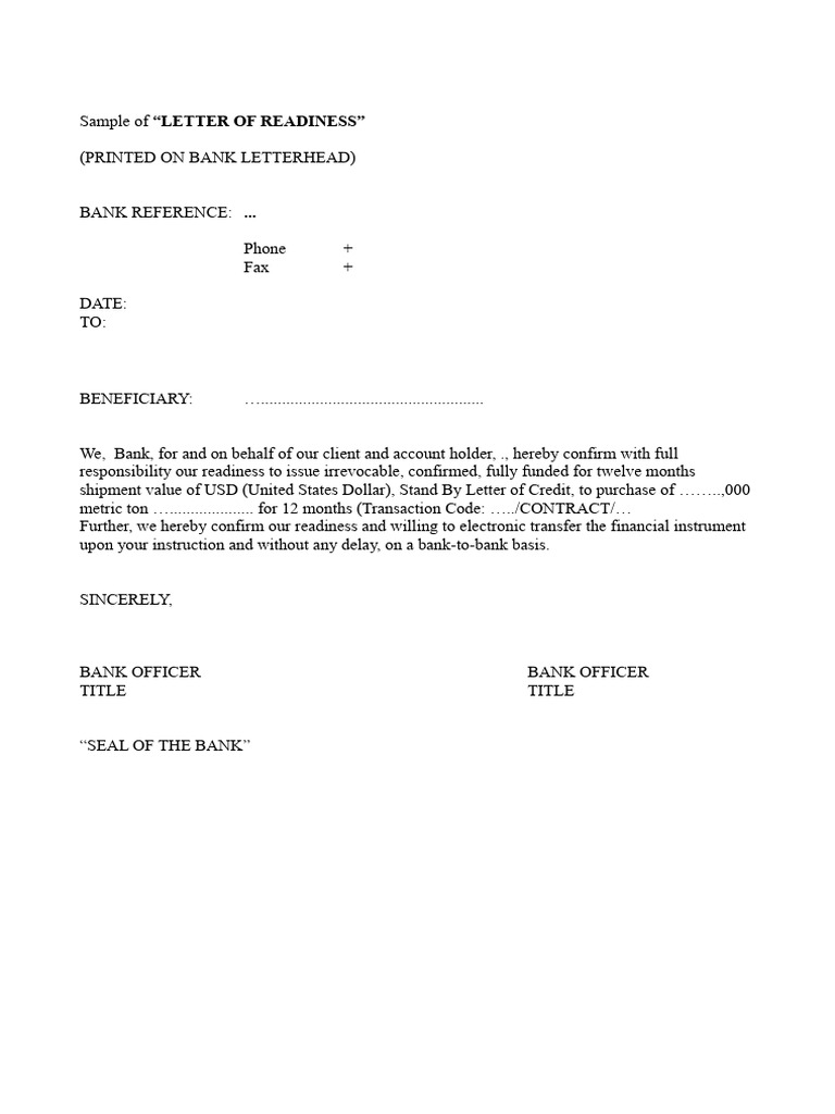 Letter of Readiness | PDF
