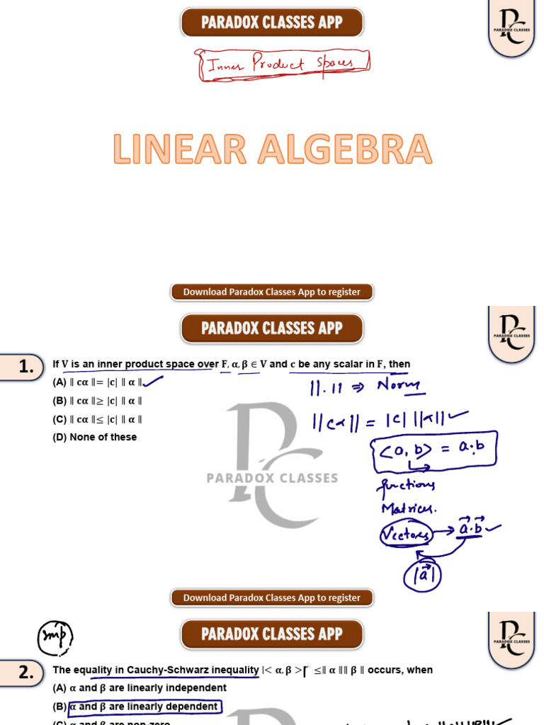 Linear Algebra Sheet 5 NOTES PDF | PDF | Functional Analysis | Geometry