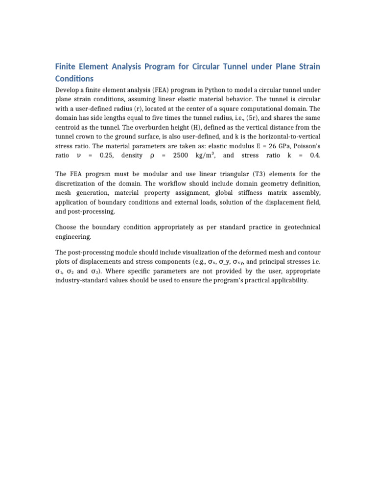 FEA Circular Tunnel Description | PDF | Finite Element Method | Stress ...