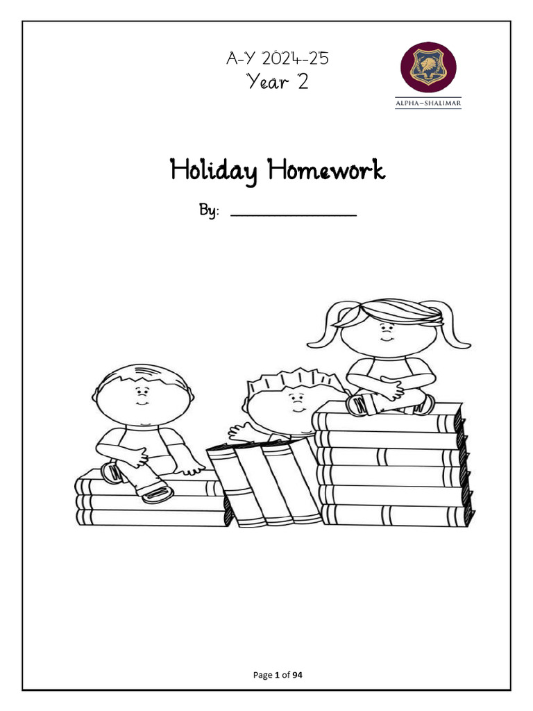 Year 2 Summer Holiday Homework (May 2025) | PDF | Lunch | Dinner