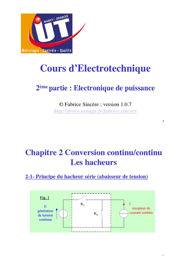 Cours Electronique Puissance Hacheur | PDF | Sciences et mathématiques ...