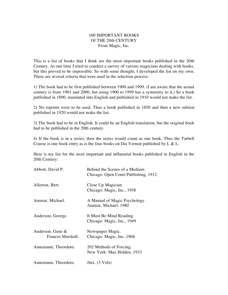 100 Magicbooks | PDF | Magic (Illusion) | Circus Skills