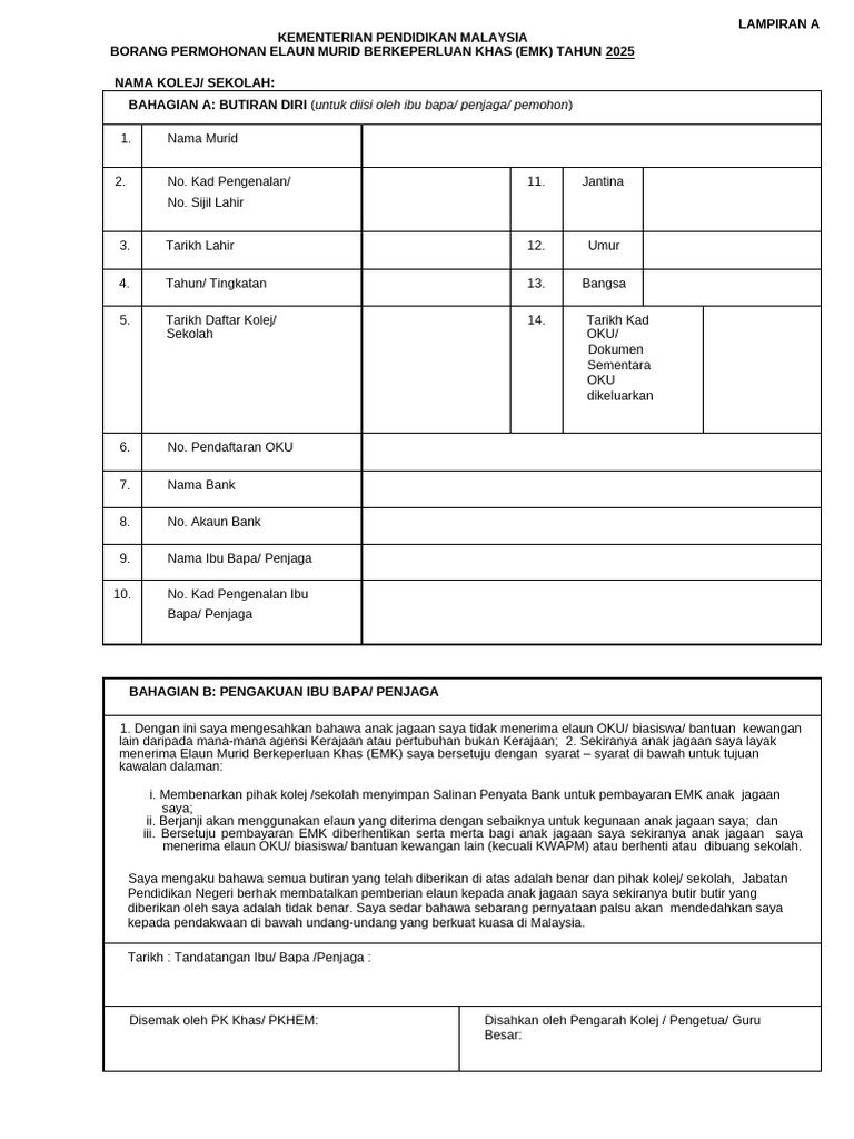 2.borang Mohon Lampiran A | PDF