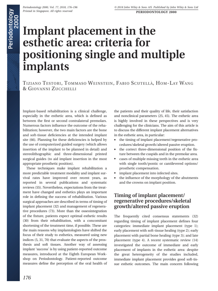 Esthetic Implant Placement Criteria | PDF | Dental Implant | Dentistry ...