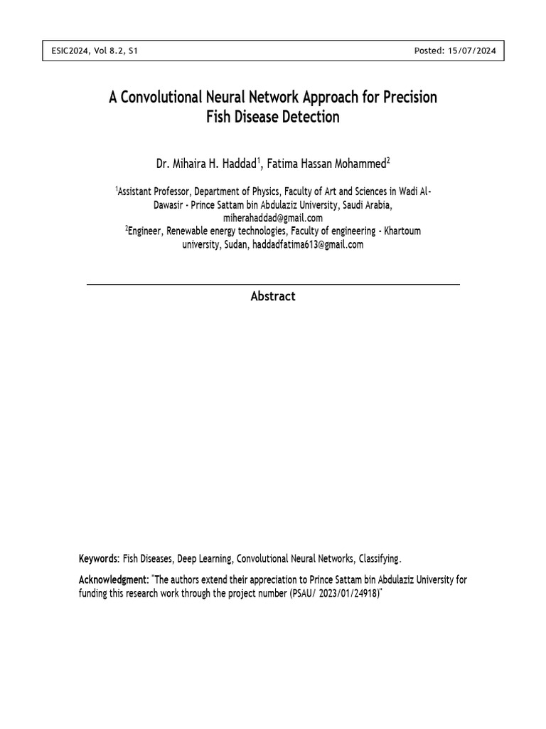A Convolutional Neural Network Approach For Precision Fish Disease Detection | PDF | Receiver ...
