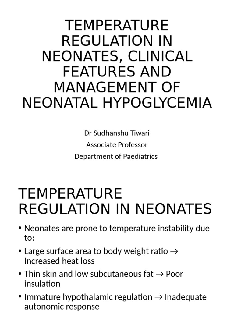 Neonatal Temperature Regulation & Hypoglycemia | PDF | Hypoglycemia ...