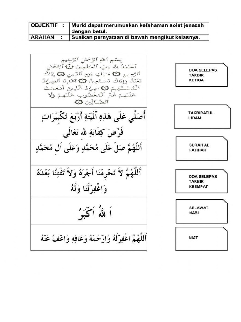 Lembaran Solat Jenazah | PDF
