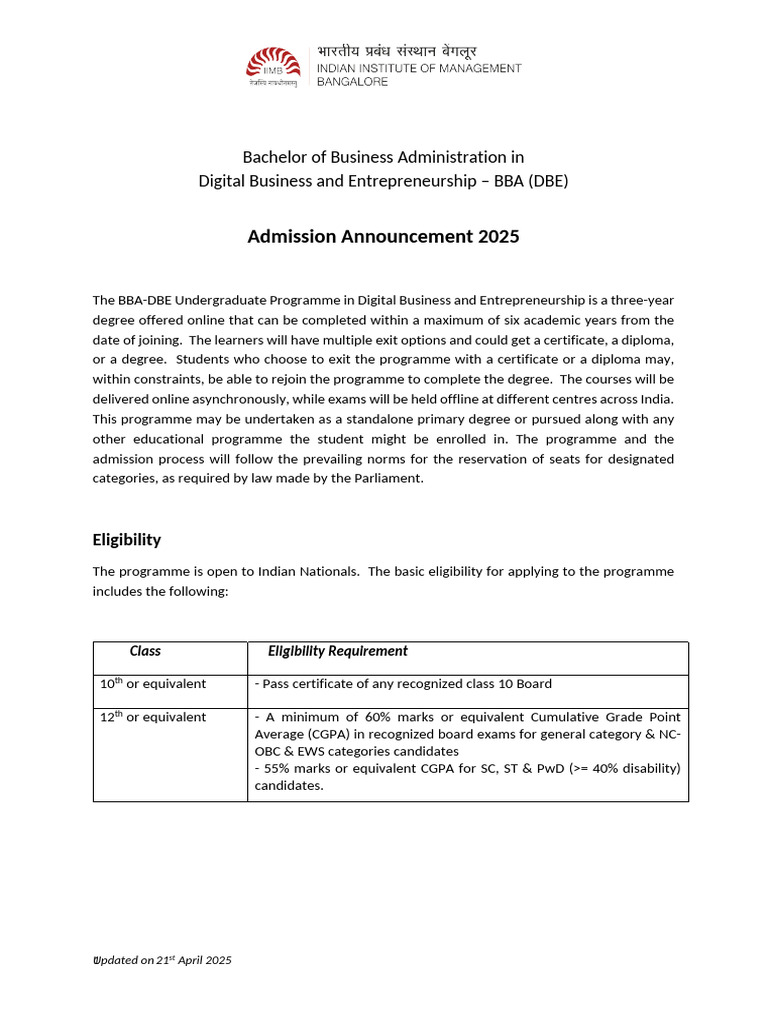 Admission Process Document 2025 | PDF | University And College ...